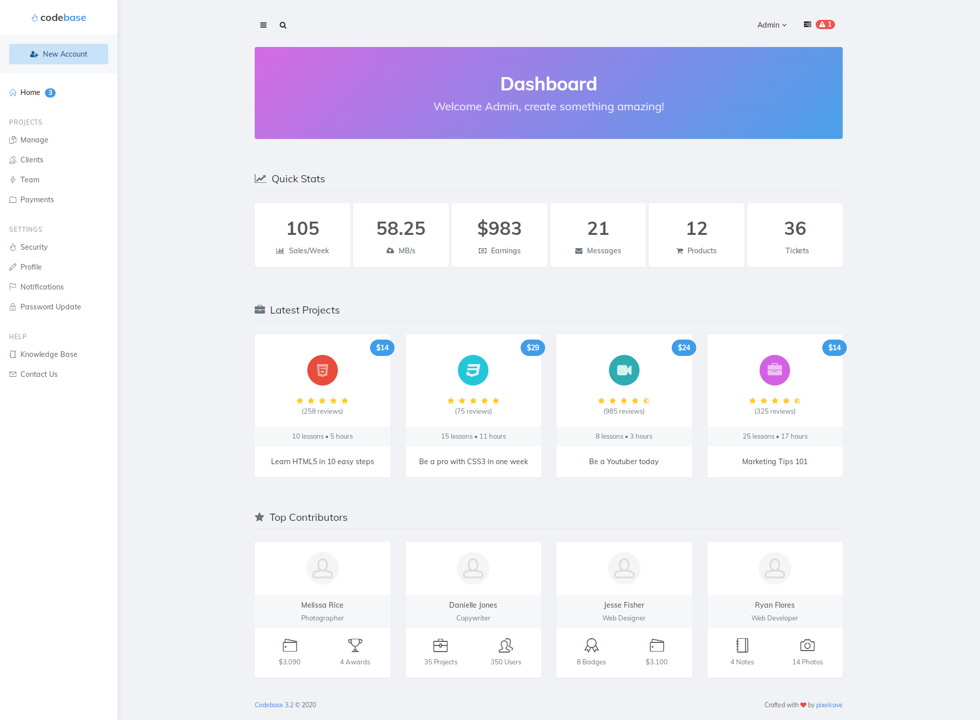 Bootstrap 4 后台管理模板 Codebase 计算机代码，编程代码下载