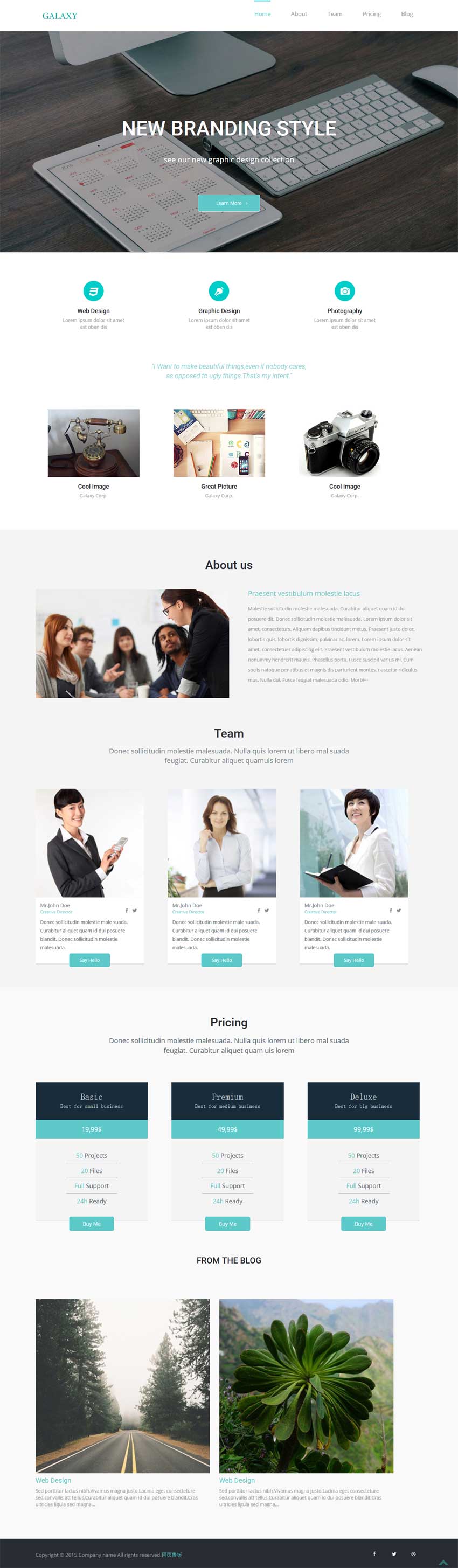 简约bootstrap响应式商务公司单页展示模板 计算机代码，编程代码下载